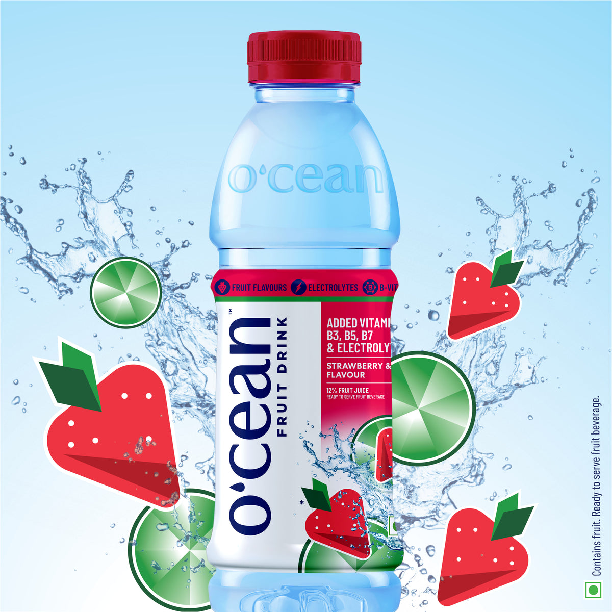 O'cean Fruit Drink Strawberry & Lime Flavour 500ml – Ocean Beverages