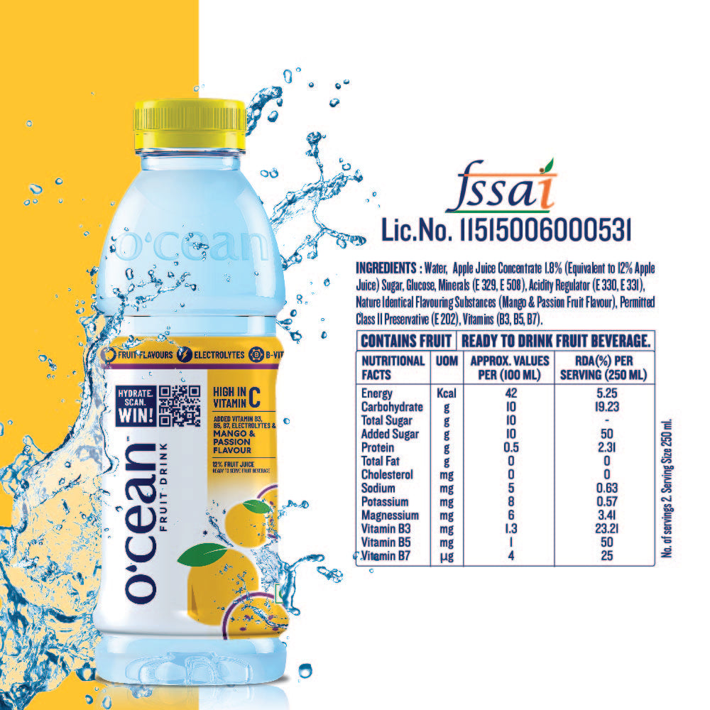 HSW-O'cean Fruit Water - Mango & Passion Fruit – Ocean Beverages
